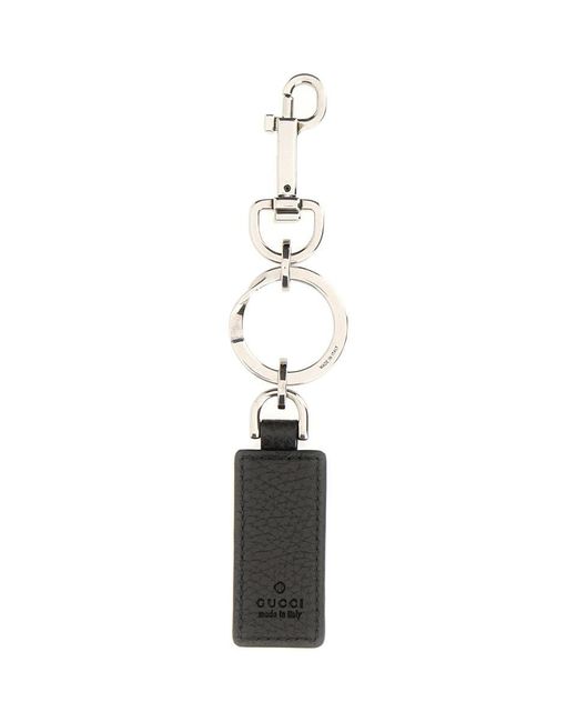 Gucci Metal And Leather Key Ring for Men | Lyst