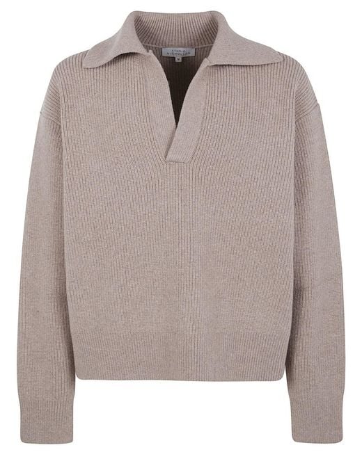 Studio Nicholson "nash Rib Polo Collar" Jumper Clothing in Grey for Men ...