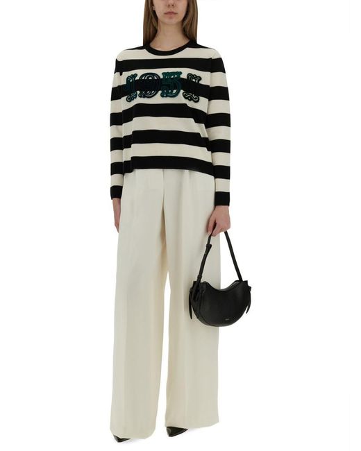 Max Mara Wide Pant "Handcuff" in Natural | Lyst UK
