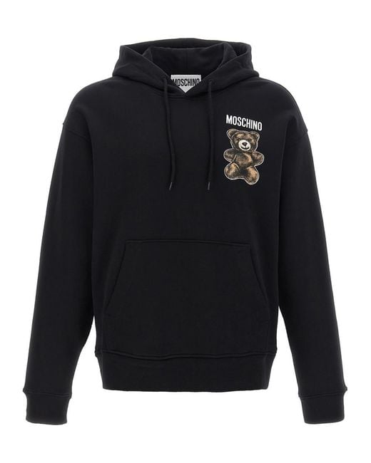Moschino 'Teddy' Print Hoodie in Blue for Men | Lyst