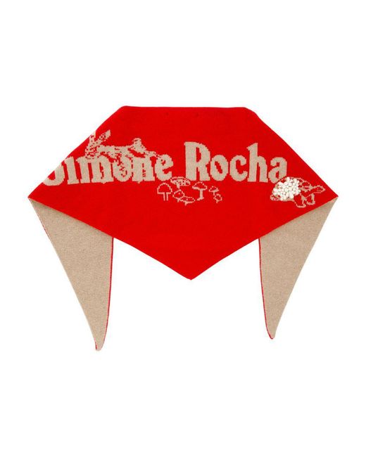 Simone Rocha Logo Scarf in Red | Lyst UK