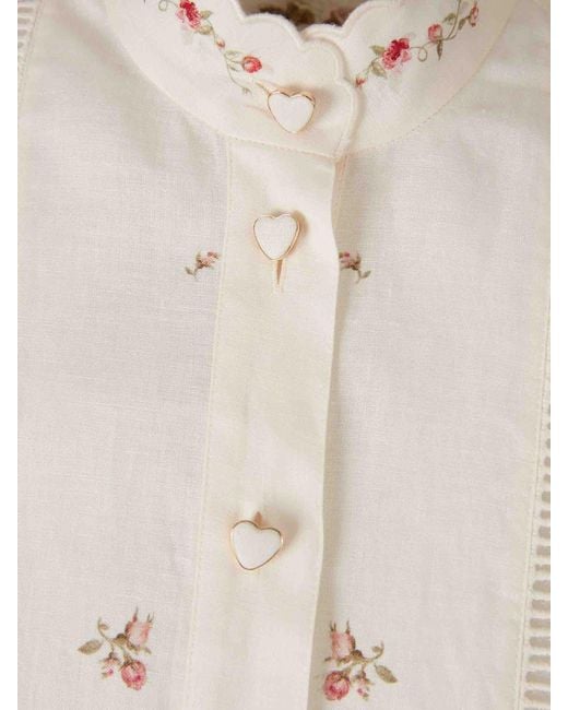 Zimmermann Patience Linen Blouse in White | Lyst