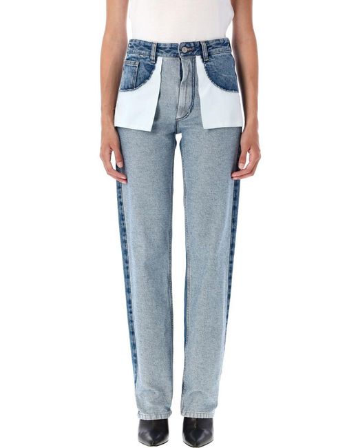 MM6 by Maison Margiela Reversed Front Jeans in Blue | Lyst UK