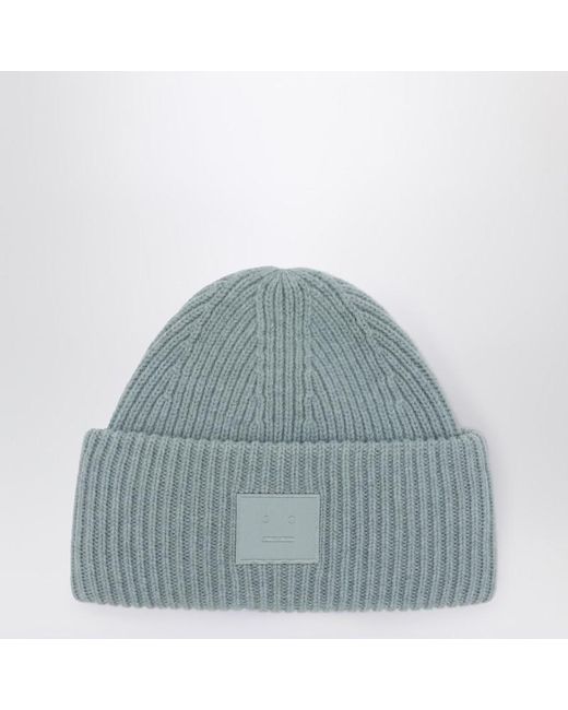 Acne Studios Dusty Large Face Logo Beanie in Blue | Lyst