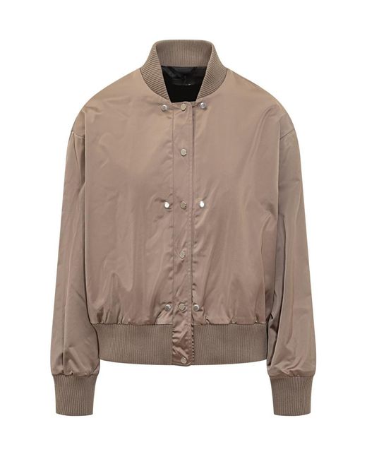 BOSS Wool Blend Bomber Jacket With Satin Inserts in Brown | Lyst