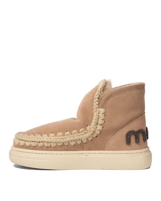 Mou "Eskimo Bold Glitter Logo" Ankle Boots in Natural | Lyst