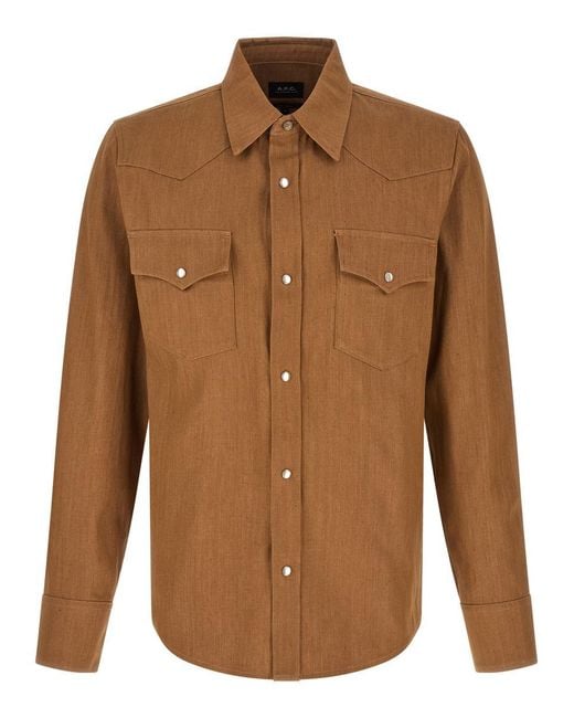 A.P.C. 'Western' Shirt in Brown for Men | Lyst UK