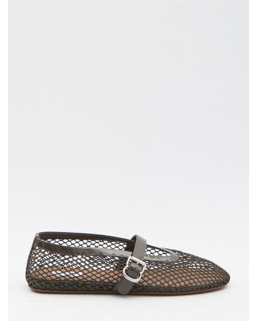Alaïa Mesh Flat Ballerinas in White | Lyst UK