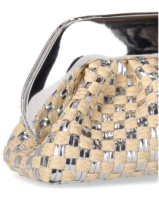 THEMOIRÈ Tia Micro Weaved Straw Laminated Clutch Bag in Natural | Lyst