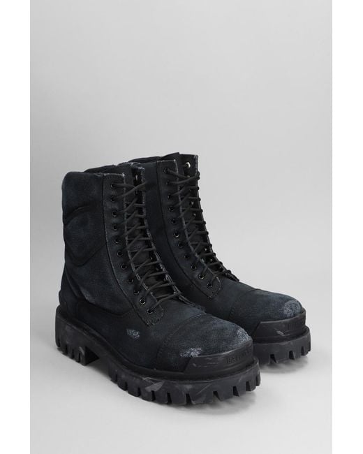 Balenciaga Combat Strike Canvas Combat Boots in Black for Men | Lyst
