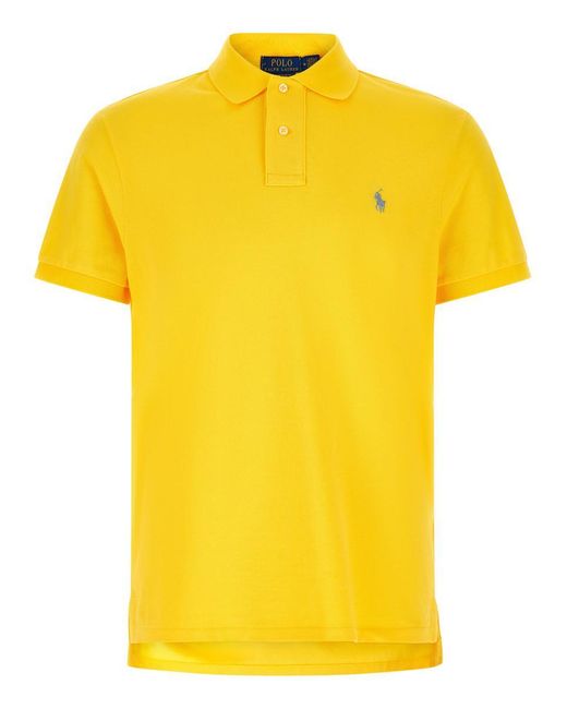 Polo Ralph Lauren Logo Embroidery Polo Shirt in Yellow for Men | Lyst UK