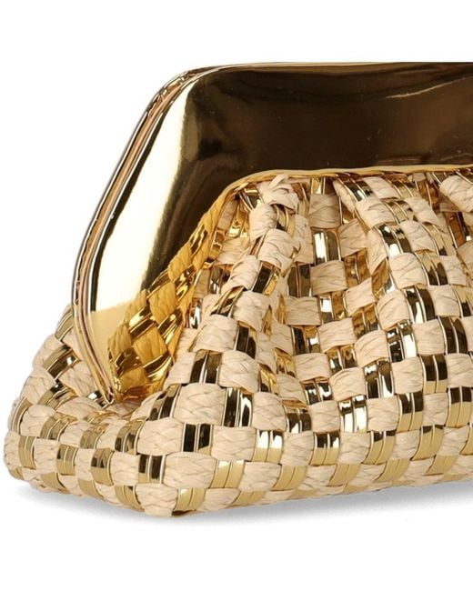 THEMOIRÈ Tia Micro Weaved Straw Laminated Clutch Bag in Natural | Lyst