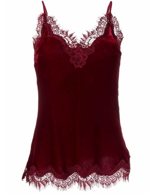 Gold Hawk Velvet Lace Trim Camisole Top In Red Save 38 Lyst