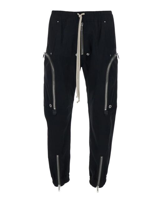Rick Owens 'bauhaus' Black Pantsh With Elastic Drawstring Waist And ...