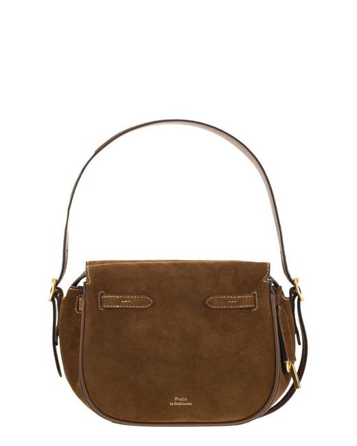Polo Ralph Lauren Mini Polo Id Suede Satchel in Brown | Lyst