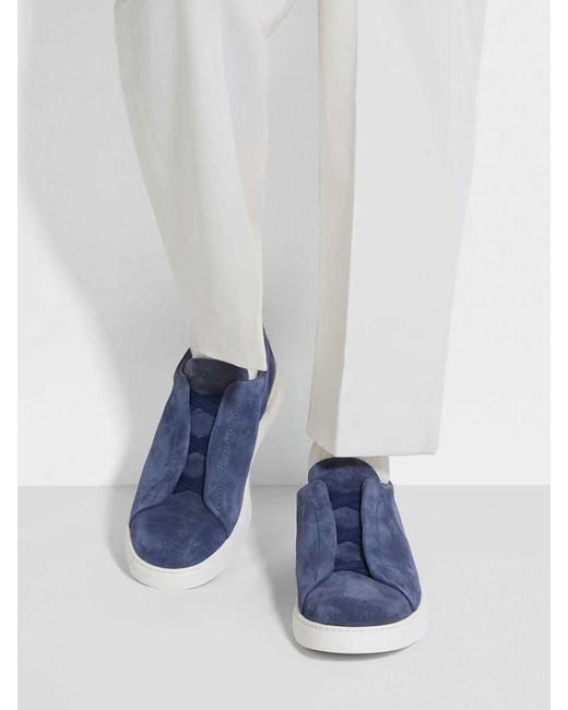ZEGNA Triple Stitch Shoes in Blue for Men | Lyst
