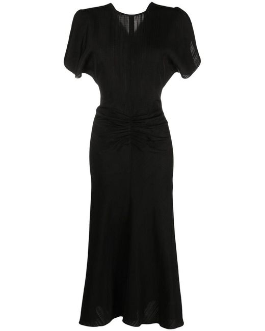 Victoria Victoria Beckham Gathered Waist Midi Dress In Black Lyst