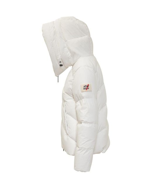 AFTER LABEL White Down Jacket With Hood | Lyst