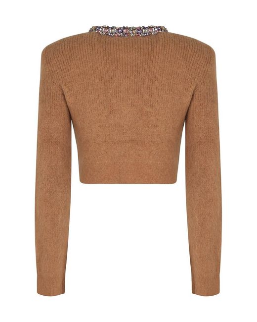 Self-Portrait Cardigan in Brown | Lyst UK
