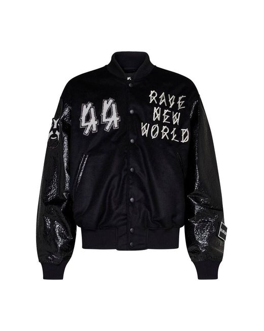 M44 LABEL GROUP Varsity Jacket With Faux Leather Sleeves And Logo Patch ...
