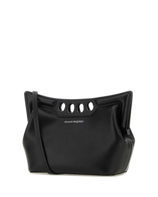 McQueen The Peak Mini Leather Cross-body Bag in Black | Lyst