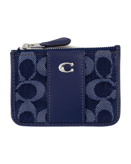 COACH Signature Mini Id Skinny Wallet in Blue | Lyst UK