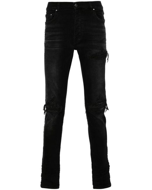 Amiri Jeans Mx1 Bandana Jacquard With Rips in Black for Men | Lyst