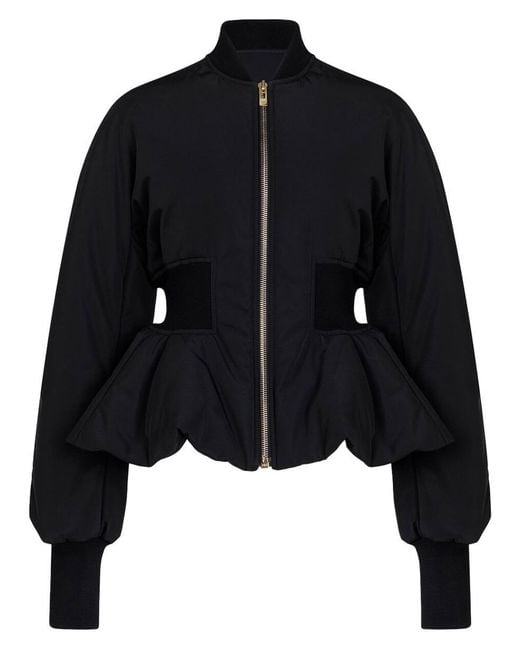 Alaïa Nylon Peplum Bomber Clothing in Blue | Lyst UK