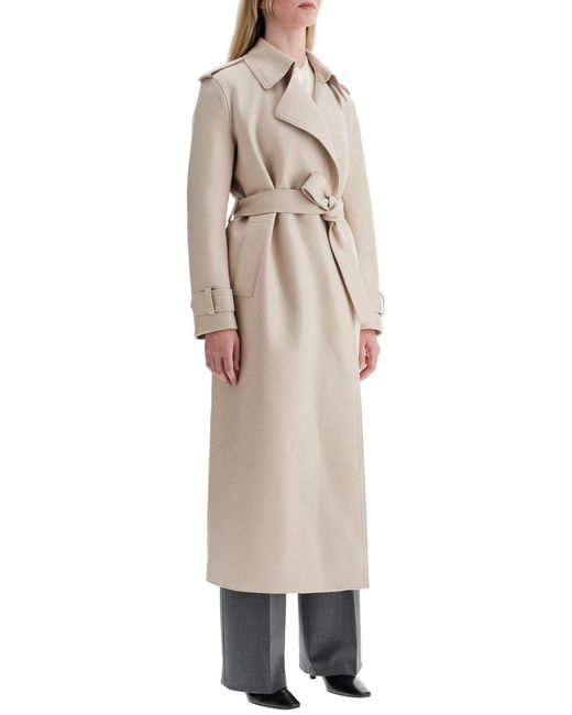 Harris Wharf London Pressed Wool Trench Robe Coat in Natural | Lyst