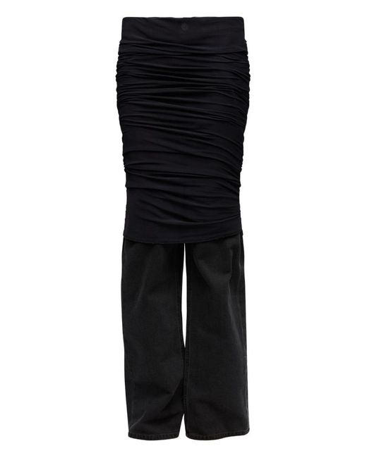 MM6 by Maison Margiela Gathered Jeans in Black | Lyst UK