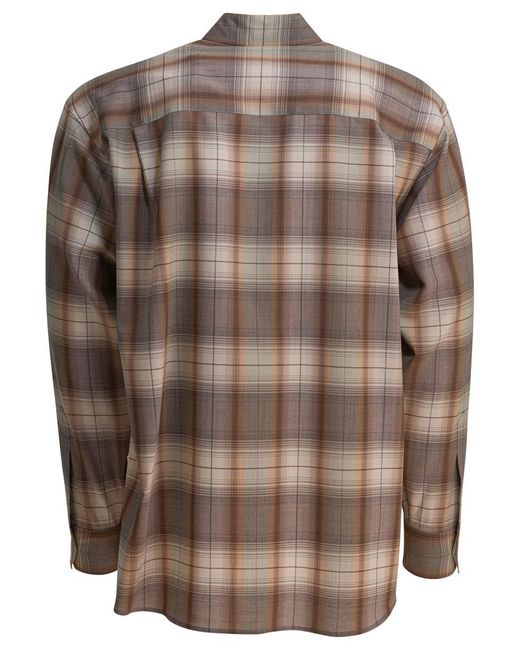 AURALEE Check Wool Shirt in Brown for Men | Lyst UK