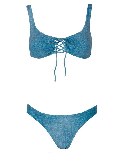 Fisico Denim-Effect Bikini in Blue | Lyst