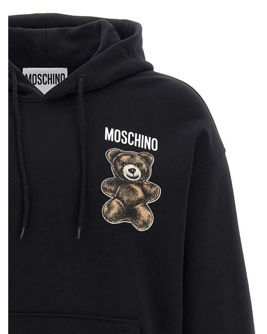 Moschino 'Teddy' Print Hoodie in Blue for Men | Lyst