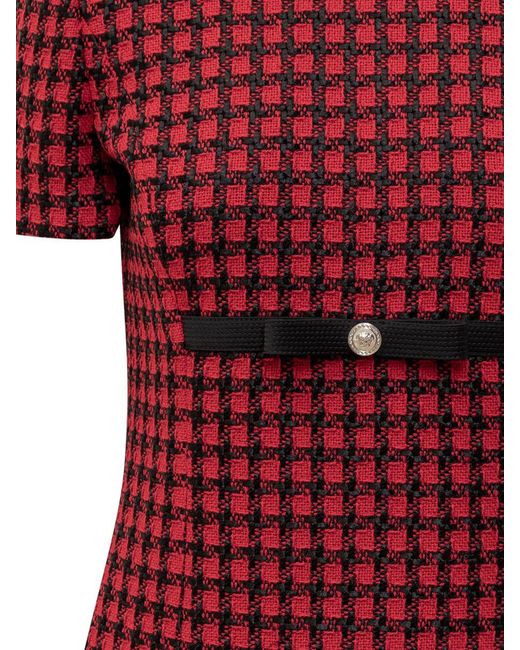 Versace Dress Windowpane in Red | Lyst