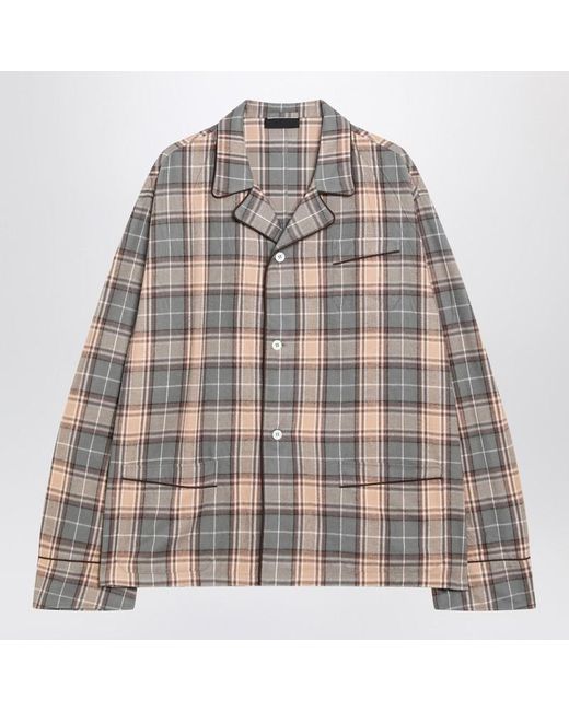 Prada Steel/Cameo Checked Shirt in Grey for Men | Lyst UK