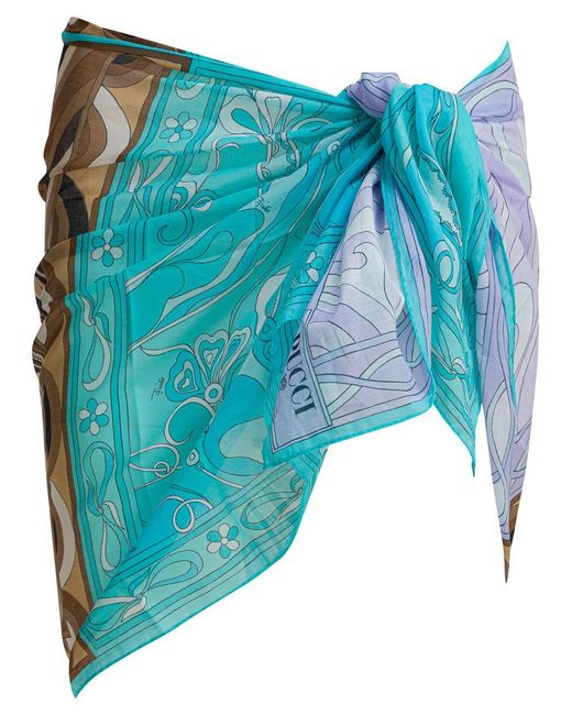 PUCCI Pareo With Three Iconic Prints in Blue | Lyst UK