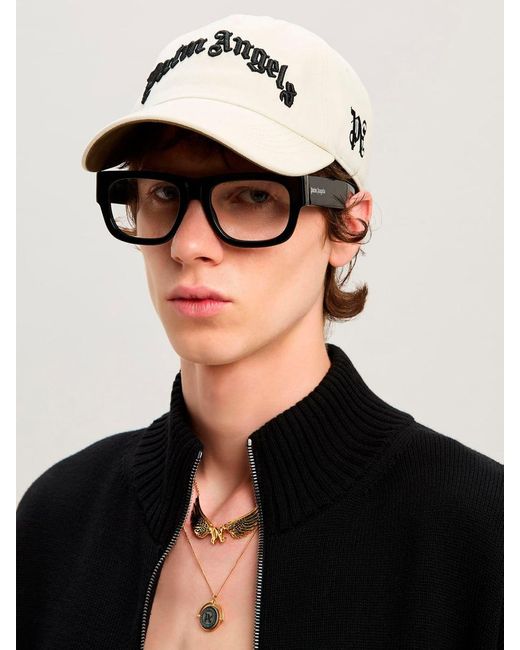 Palm Angels Logo Printed Cap in Natural for Men | Lyst UK