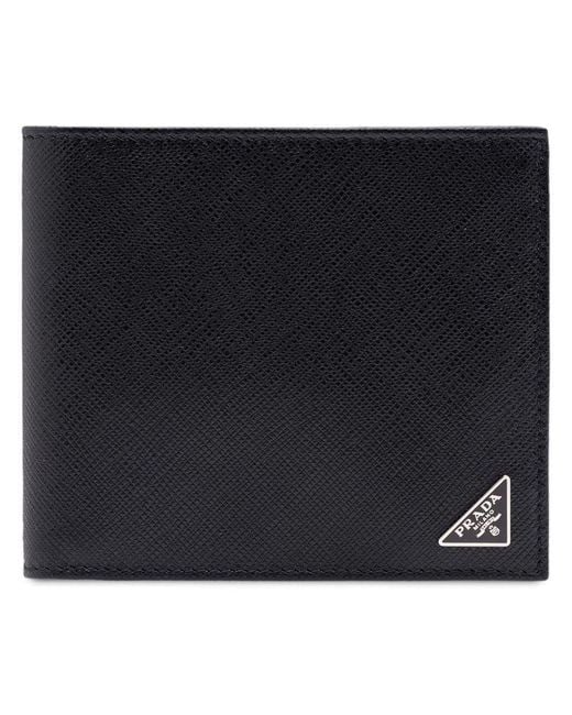 Prada Triangle-Logo Bifold Wallet in Black for Men | Lyst UK