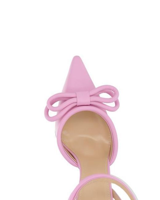 Mach & Mach Leather Double Bow Slingback Heels in Pink | Lyst