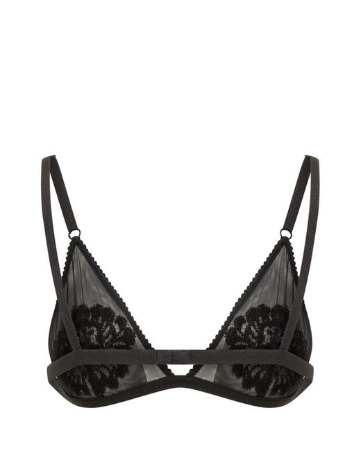 Dolce And Gabbana Tulle Bra With Lace In Black Lyst