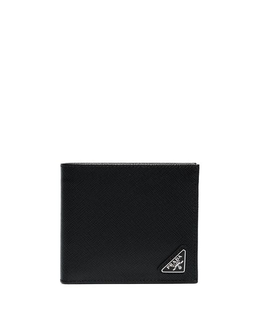 Prada Triangle-Logo Bifold Wallet in Black for Men | Lyst UK