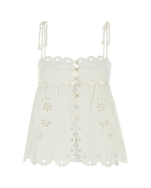 FARM Rio Off- Flowers Richelieu Sleeveless Blouse in White | Lyst UK