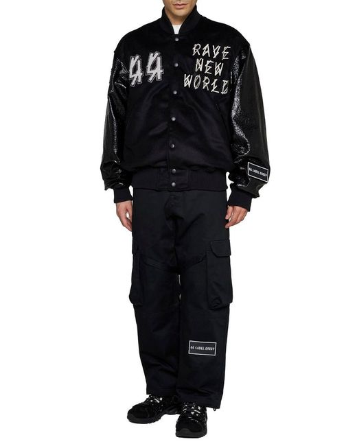 M44 LABEL GROUP Varsity Jacket With Faux Leather Sleeves And Logo Patch ...