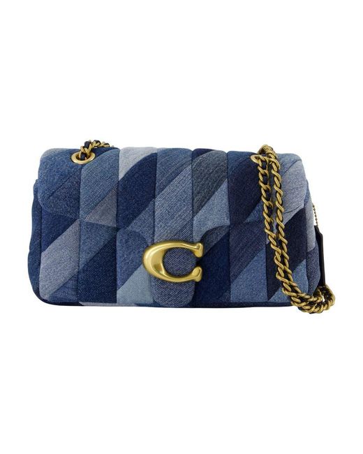 COACH Patchwork Denim Tabby Shoulder Bag 20 in Blue | Lyst