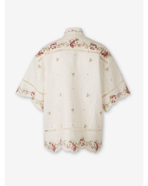 Zimmermann Patience Linen Blouse in White | Lyst