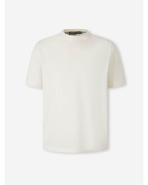 Canali Camiseta Mercerized Cotton Jersey in White for Men | Lyst UK