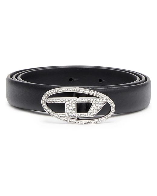 DIESEL Oval D Logo B 1dr Rhinestone 20 Belt Accessories in Black | Lyst