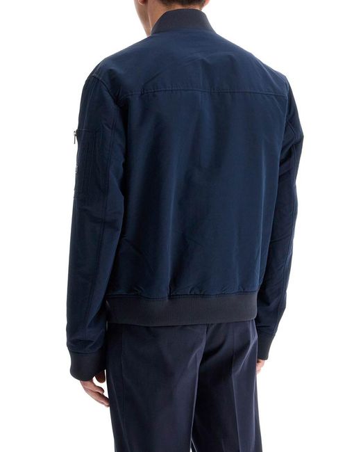 BOSS Waterproof Regular Fit Bomber Jacket in Blue for Men | Lyst