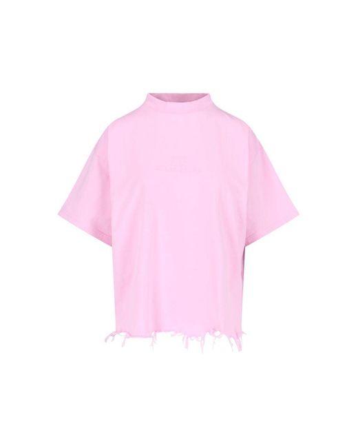 Balenciaga 'bb Classic' Crop T-shirt in Pink | Lyst