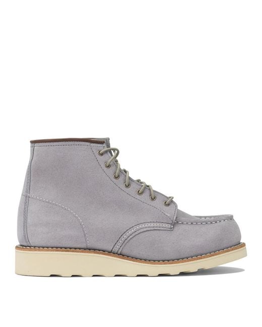 Red Wing "6' Moc Toe 3300 Dusty Abilene" Lace-Up Ankle Boots in Grey ...
